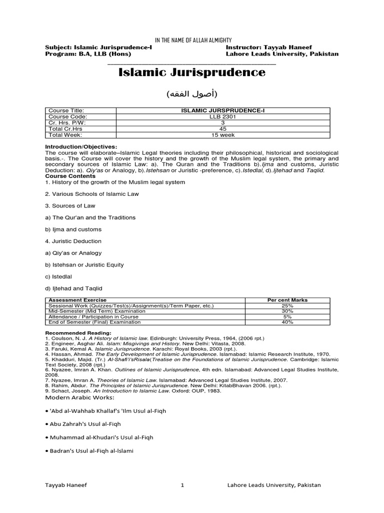 Introduction To Islamic Jurisprudence | PDF