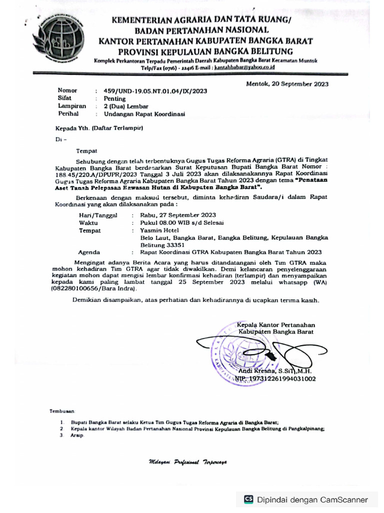 Surat Undangan Gtra 2023 | PDF