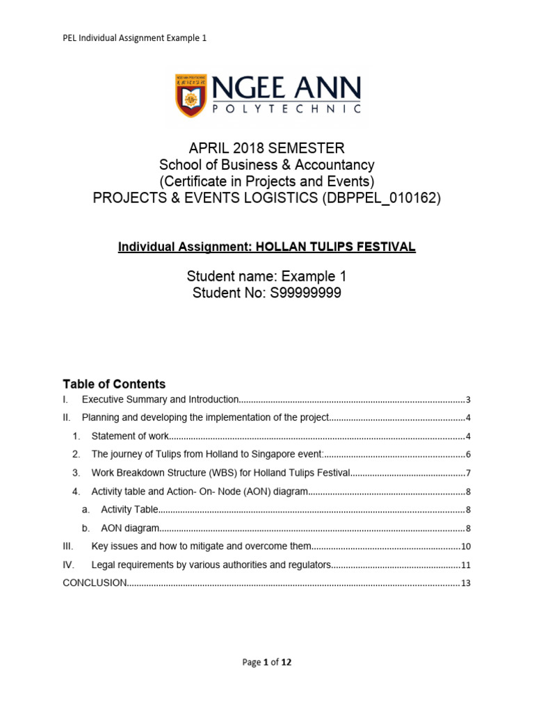 Individual Assignment Example 1 Floral Festival | PDF