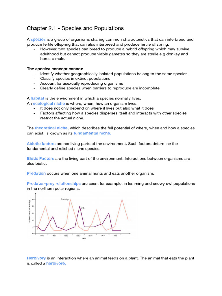 Species, Populations, and Ecosystems Overview | PDF | Science & Mathematics