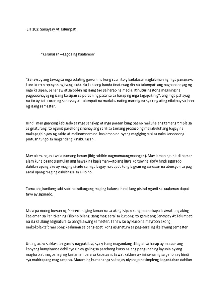 Sanaysay at Talumpati Final Project (Cristine Mompol) | PDF