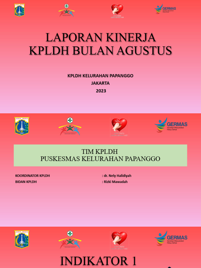 Laporan Capaian Kinerja KPLDH Papanggo Agustus | PDF