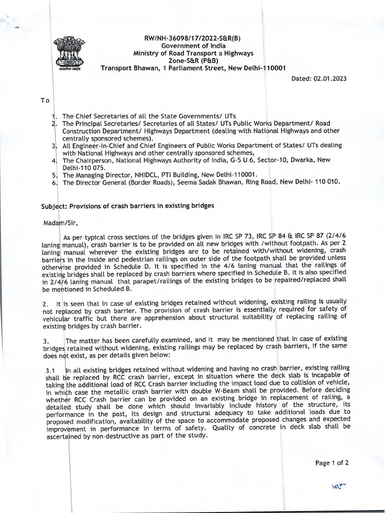 Morth Circular Regd Replacement of Acb of Existing Bridge | PDF | Road ...