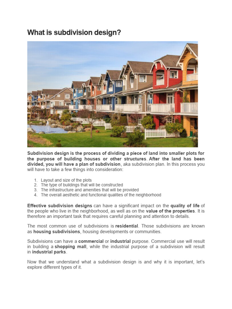 What Is Subdivision Design | PDF