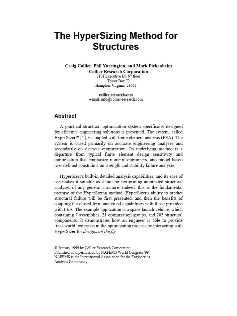 Nafems99 Hypersizer Method | PDF