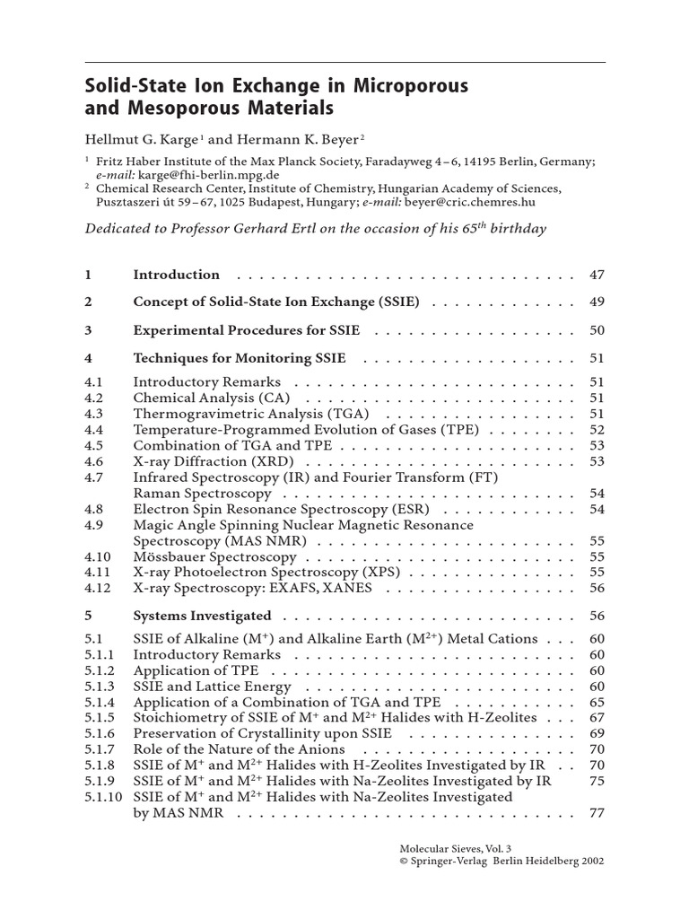 Solid-State Ion Exchange in Microporous and Mesoporous Materials | PDF ...
