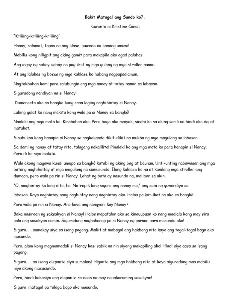 Bakit Matagal Ang Sundo Ko | PDF