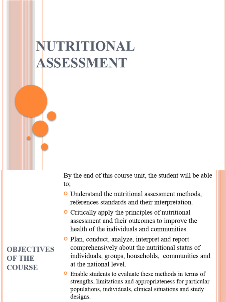 Nutritional Assessment Objectives and Methods | PDF | Malnutrition ...