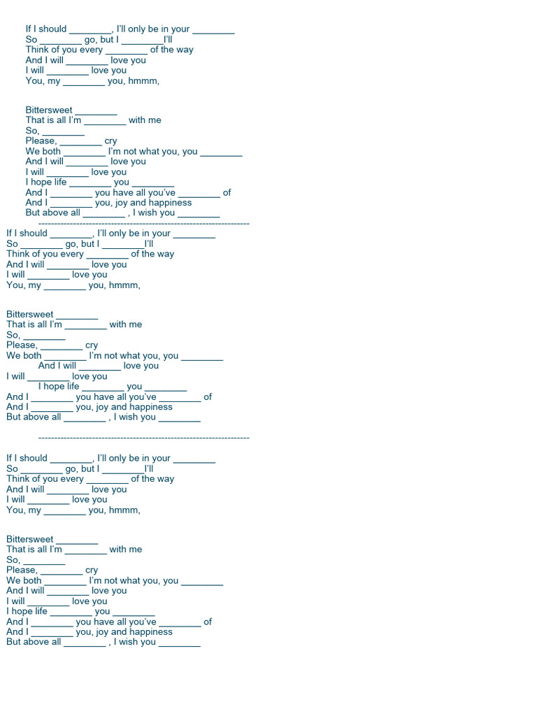 Bittersweet Love Song Lyrics | PDF | Self-Improvement | Poetry