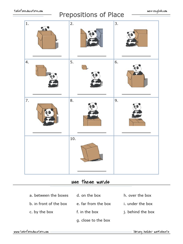Preposition Practice Panda Bear | PDF