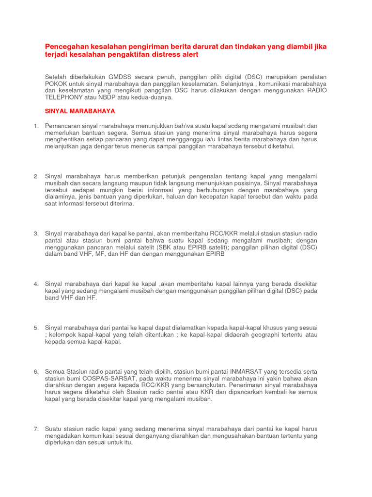 Kesalahan Pengaktifan Distress Alert | PDF