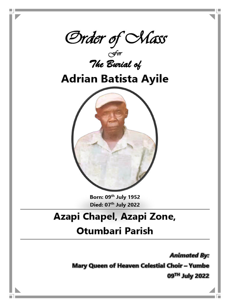 Order of Mass For The Burial of Adrian Batista Ayile-1 | PDF