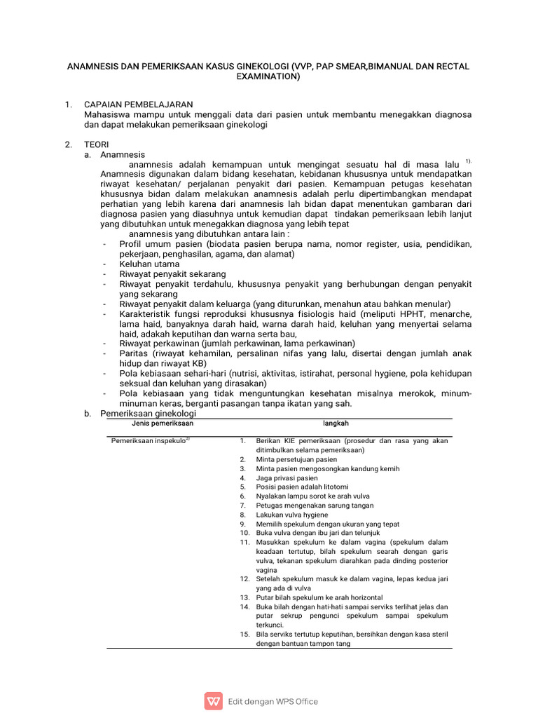 Materi Gyn - VVP - Pap Smear - Panggul | PDF