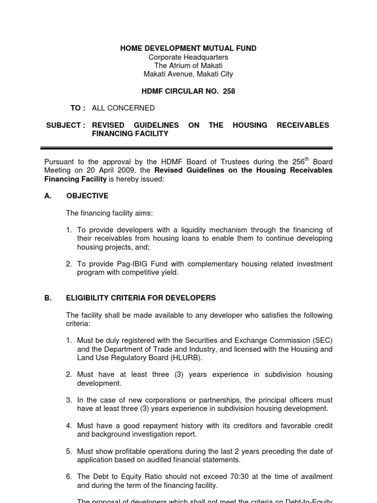 HDMF Circular 258 | PDF | Interest | Securities (Finance)