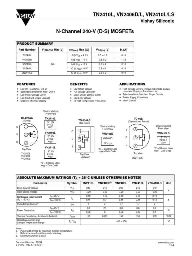 Mosfet VN2406D | PDF