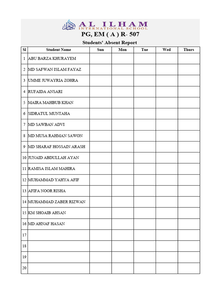 Absent List | PDF