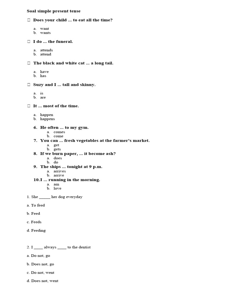 Soal Simple Present Tense | PDF