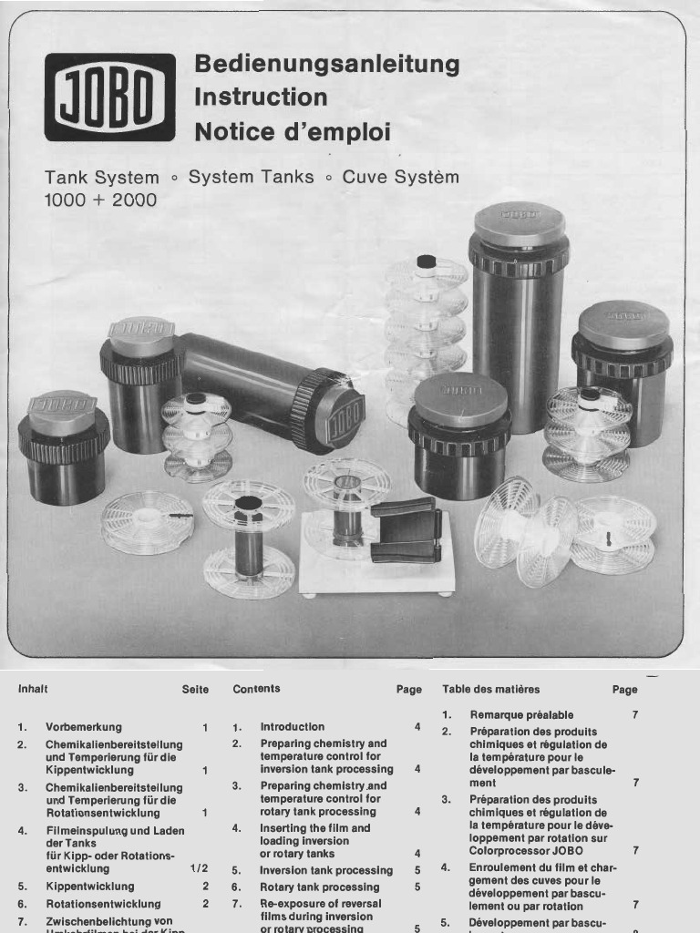 Jobo Instruction Tank System 1000 + 2000 German English French | PDF