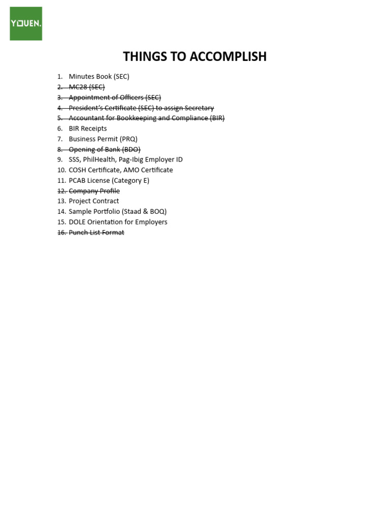 Things To Accomplish PDF