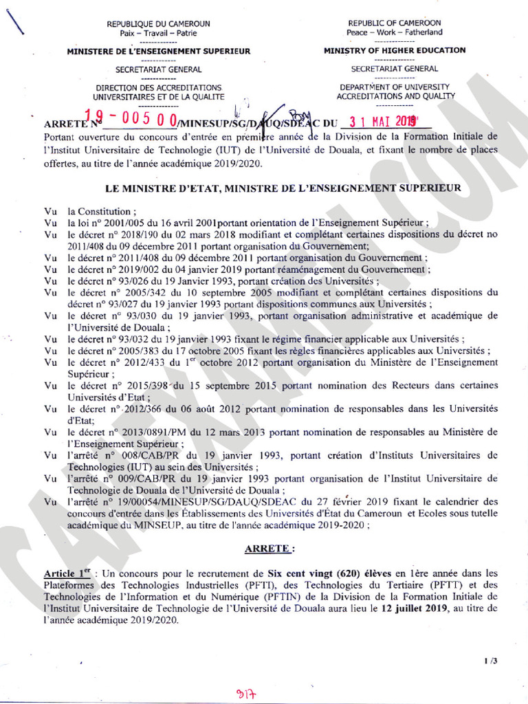 IUT Douala 500 2019 FR 1 | PDF