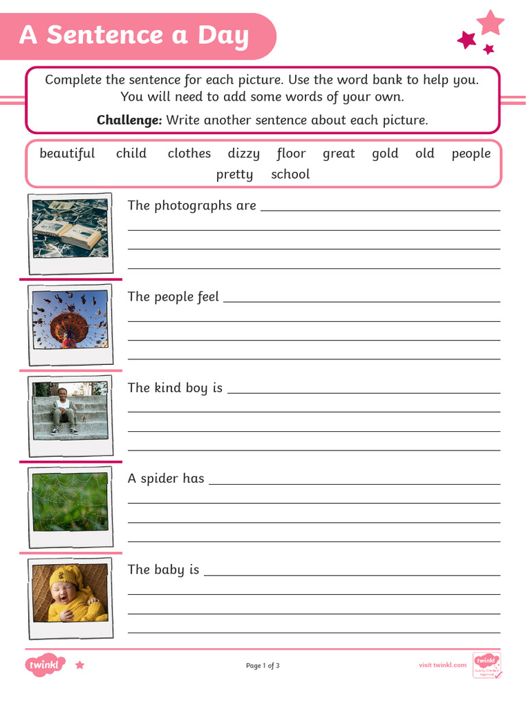 T e 1675986697 Year 2 A Sentence A Day Activity Sheets - Ver - 1 | PDF