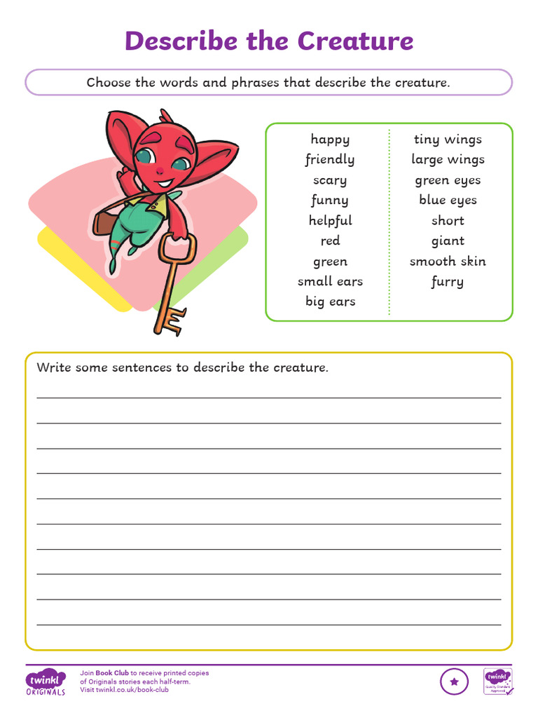 T e 2552731 Describe The Creature Writing Worksheet - Ver - 2 | PDF ...