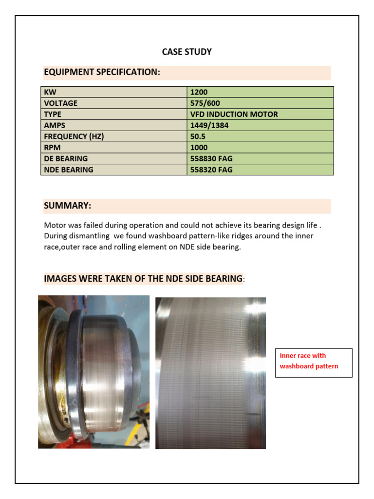 VFD Induction Motor Bearing Fluting Case Study | PDF