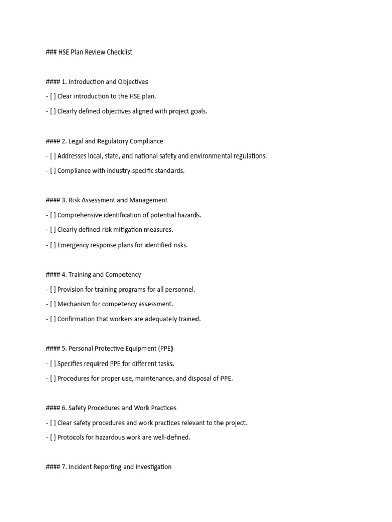 HSE Plan Review Checklist | PDF