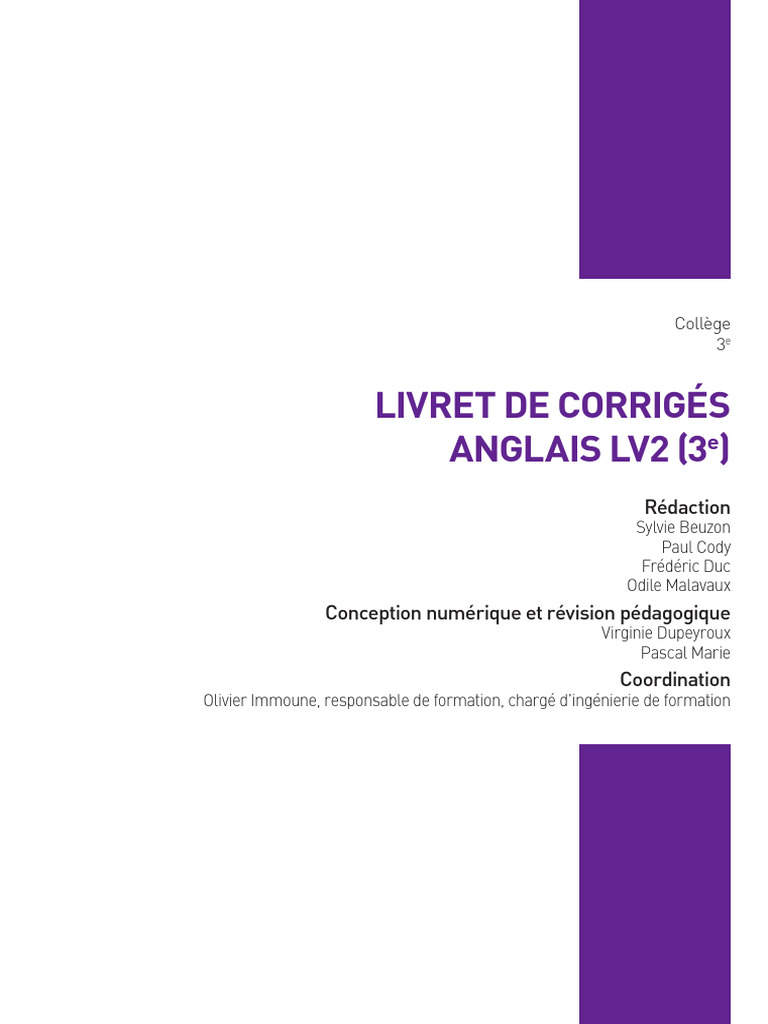 4AN32TEWB6123C01 CorrigeCoursAnglais-U01 | PDF