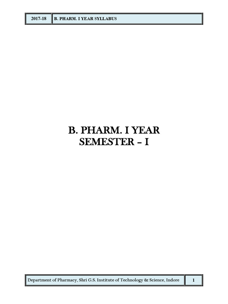 Sylb BPharm I Year | PDF