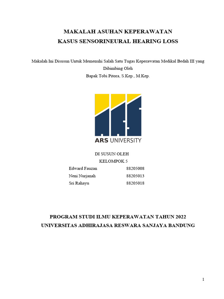 Asuhan Keperawatan SNHL oleh Tobi Pitora | PDF