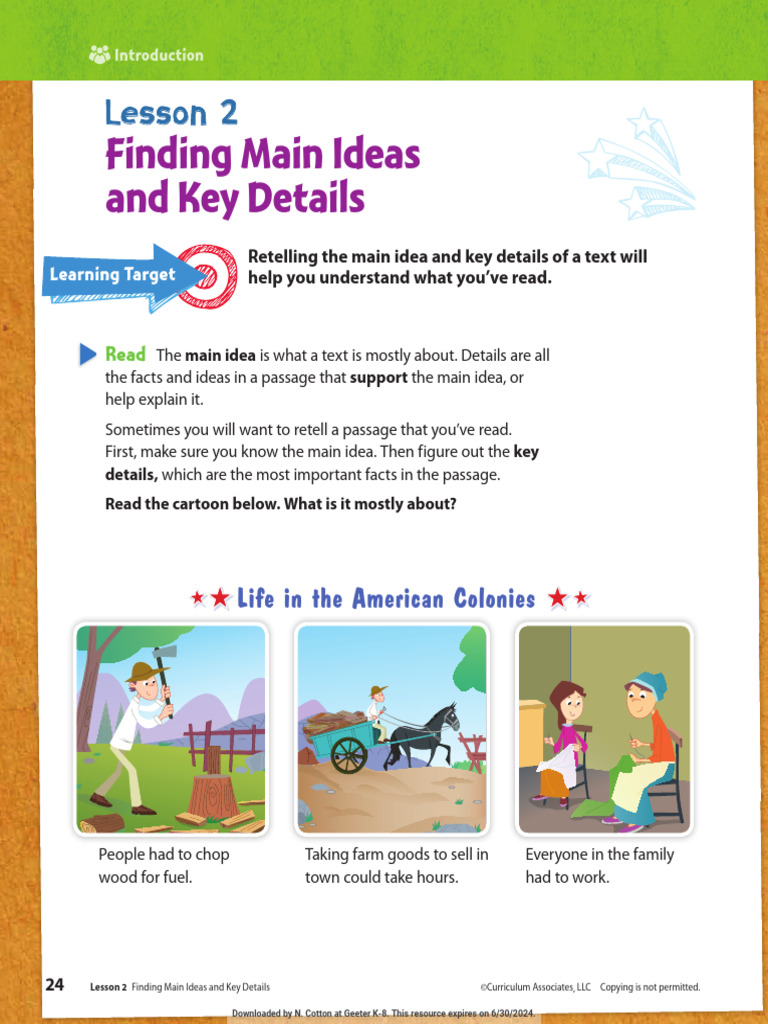 Lesson 2-Finding Main Idea and Key Details | PDF
