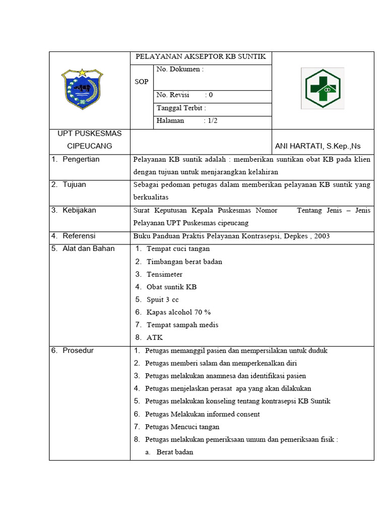 Sop KB Suntik | PDF