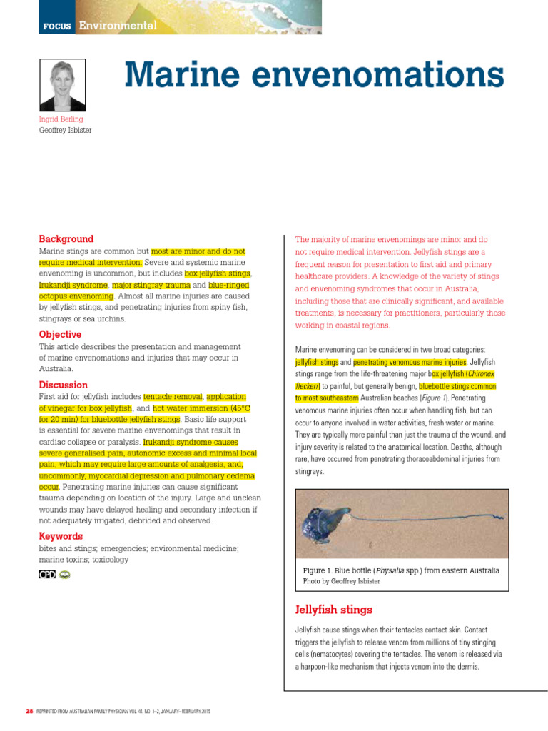 Marine Envenomations | PDF