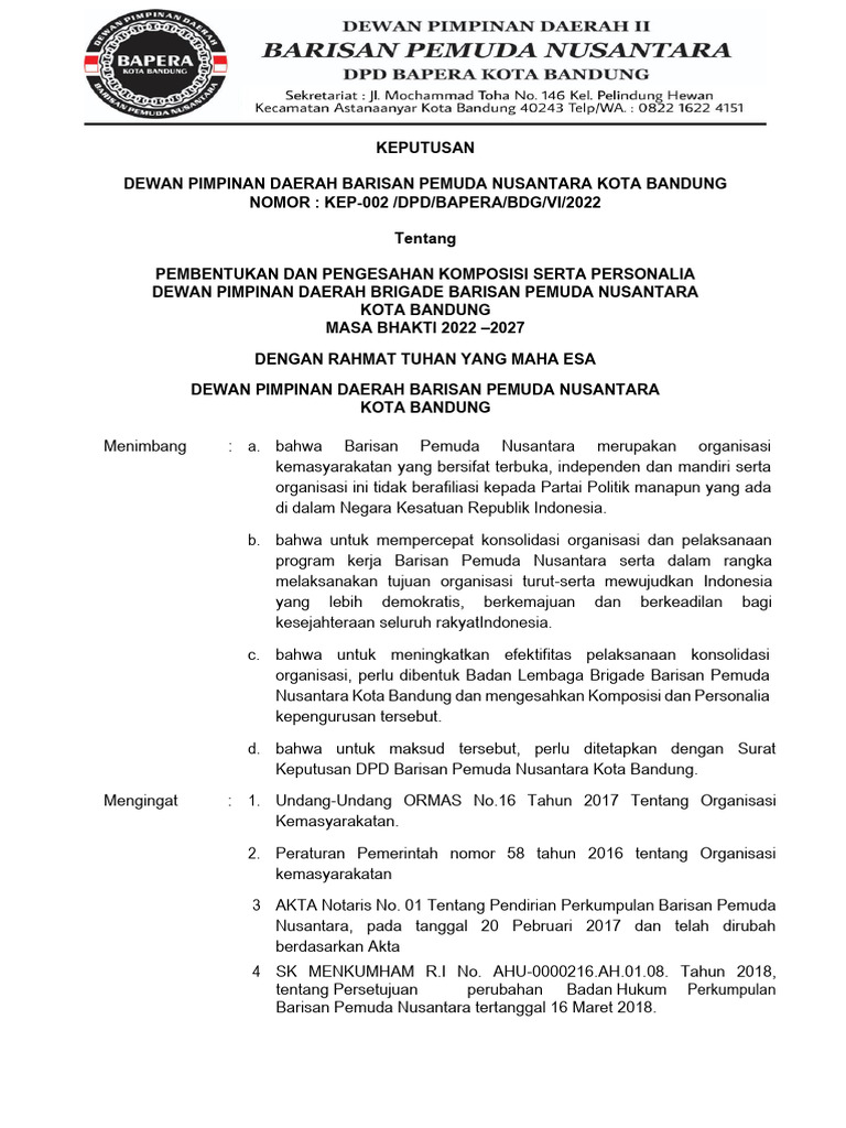 Draft - SK - Brigade Bapera DPD | PDF