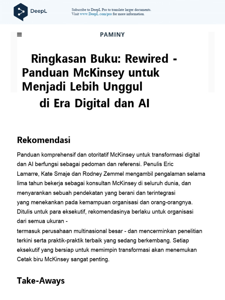 Book Summary - Rewired - The McKinsey Guide To Outcompeting in The Age ...