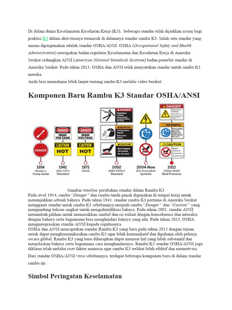 Rambu Warna Standard OSHA ANSI | PDF