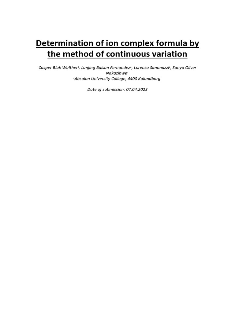 Iron-Phenanthroline Complex Formula | PDF