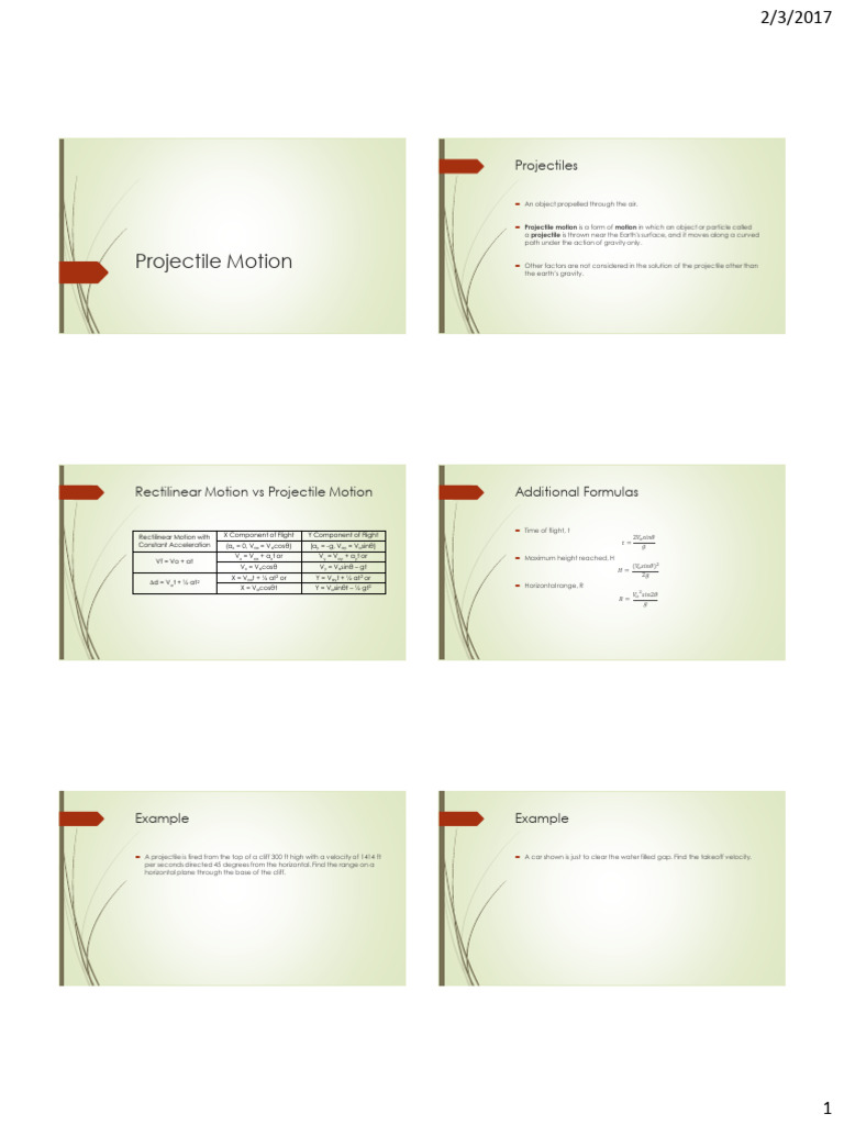 Understanding Projectile Motion Basics Pdf