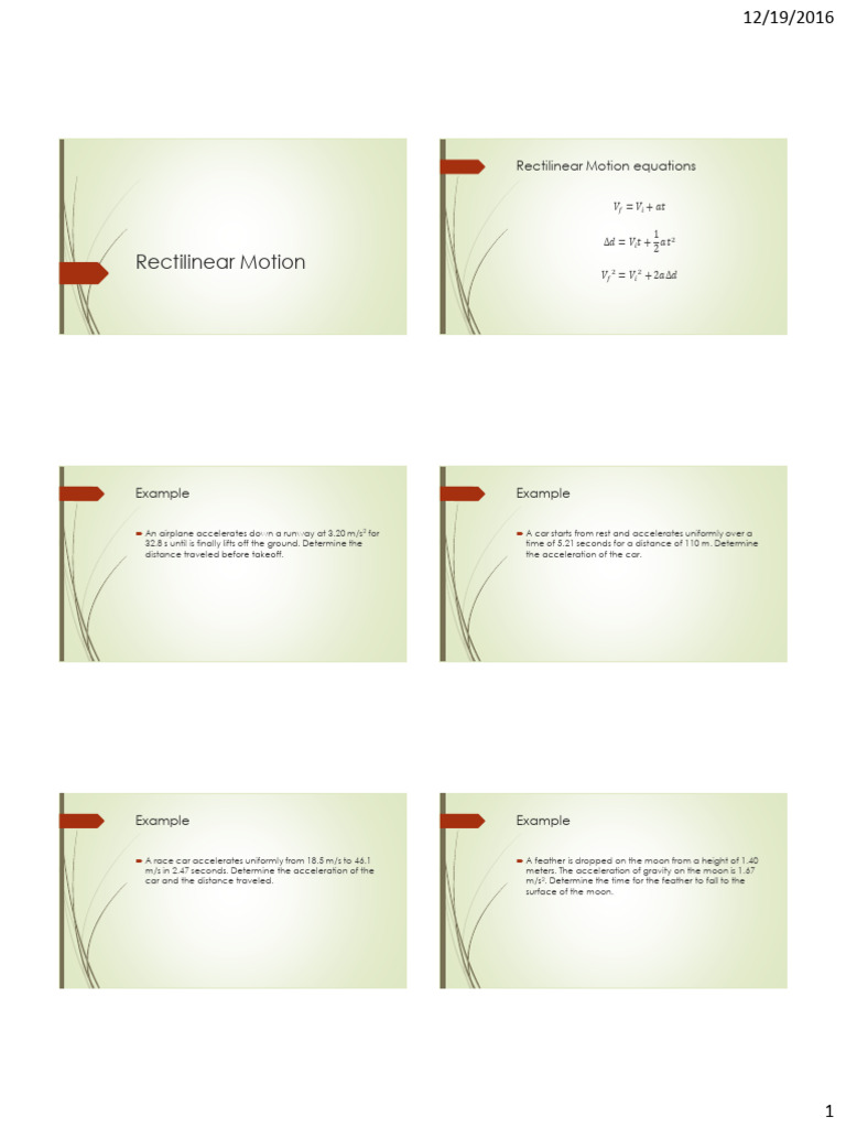02 - Rectilinear Motion + Curvilinear | PDF