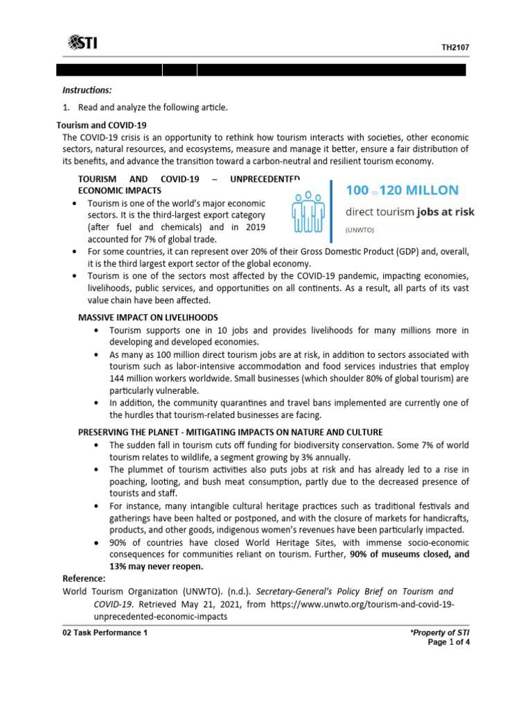 02 Task Performance 1-Hospitality | PDF