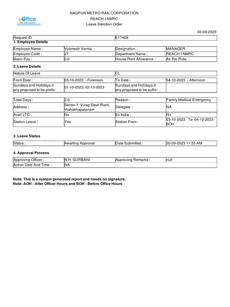 Employee Leave History | PDF