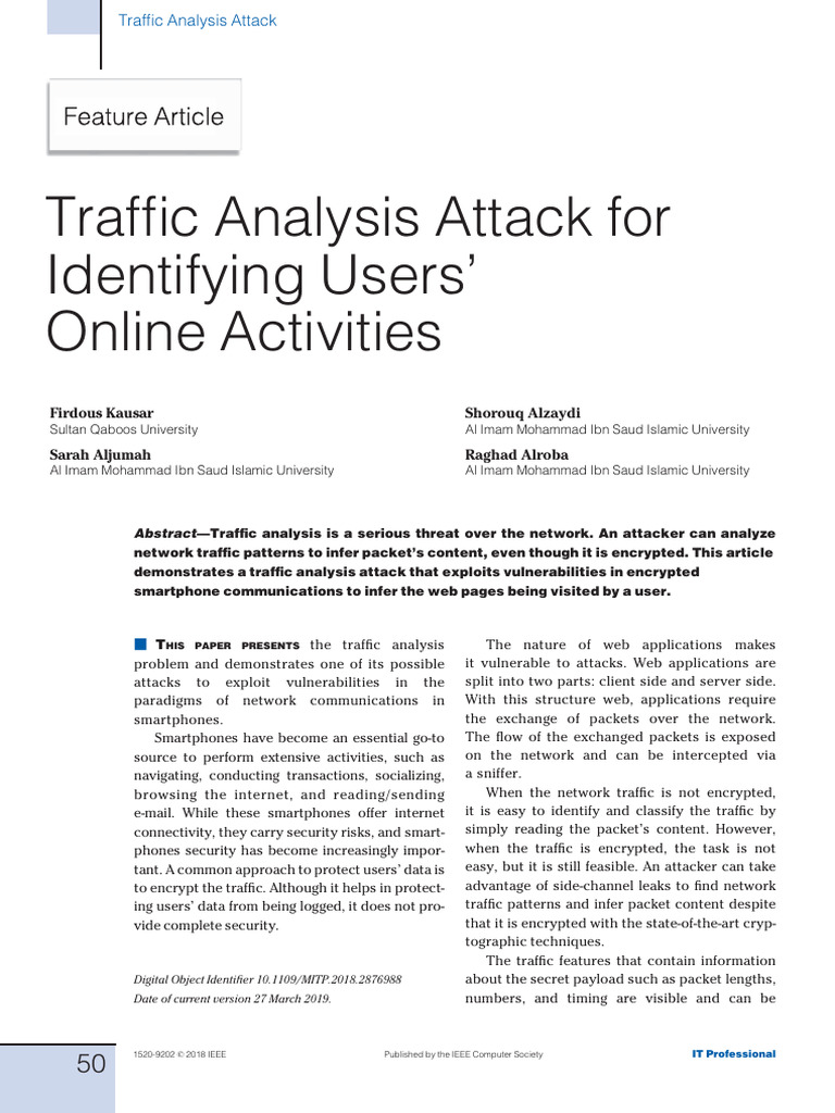 Traffic Analysis Attack For Identifying Users Online Activities Pdf Transport Layer