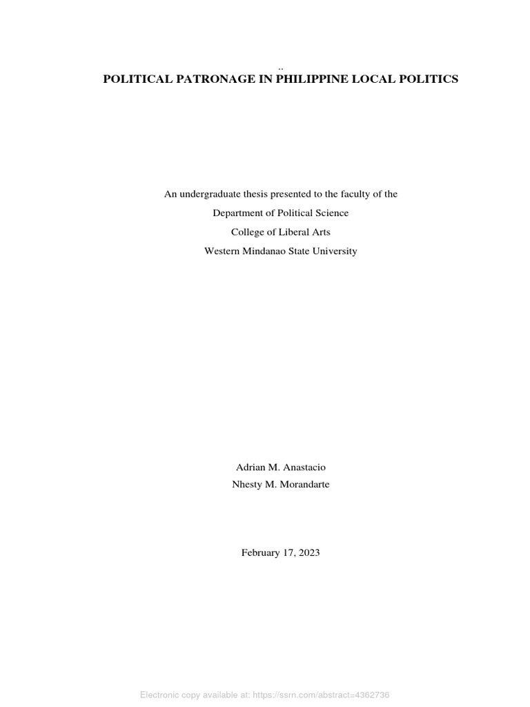 Philippine Political Patronage | PDF | Social Science
