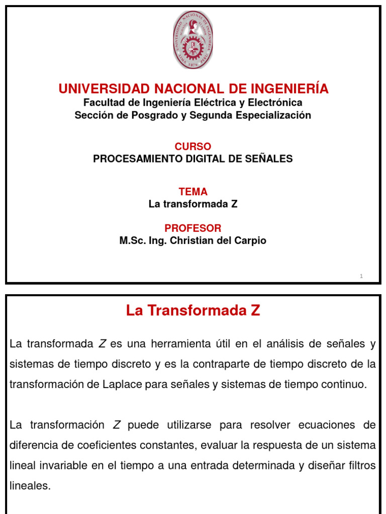 UNIDAD 3 - Transformada Z | PDF | Transformada de Fourier | Número complejo