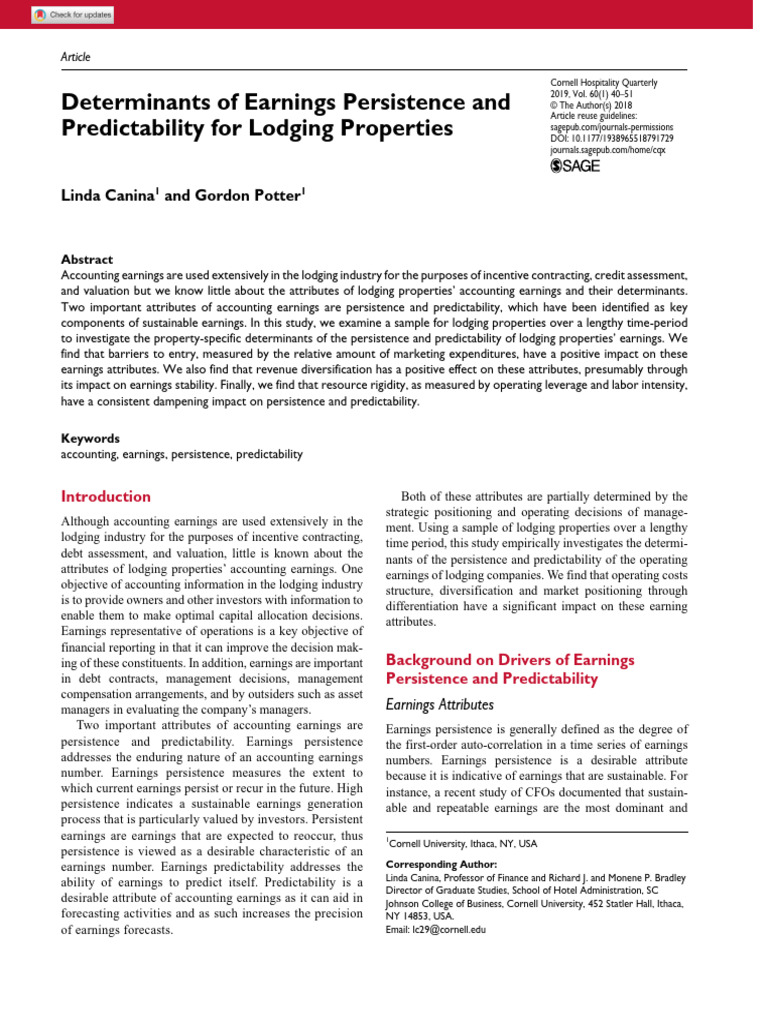 Determinants of Earnings Persistence and | PDF