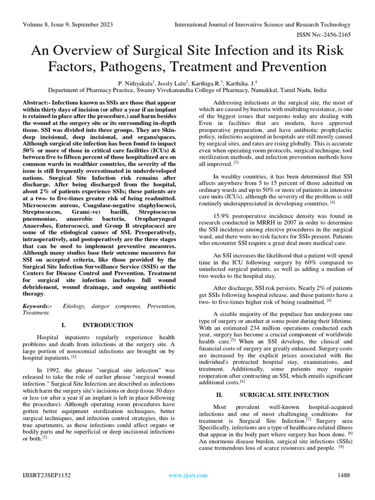 An Overview of Surgical Site Infection and Its Risk Factors, Pathogens ...