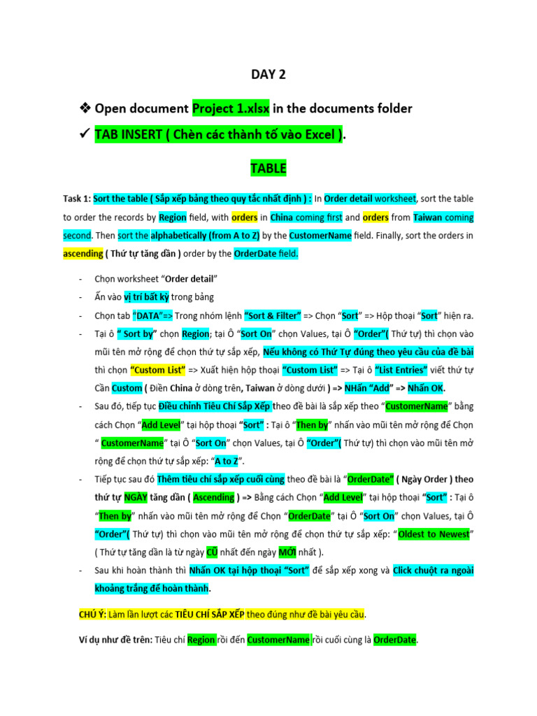File Ghi Bài DAY 2 EXCEL | PDF