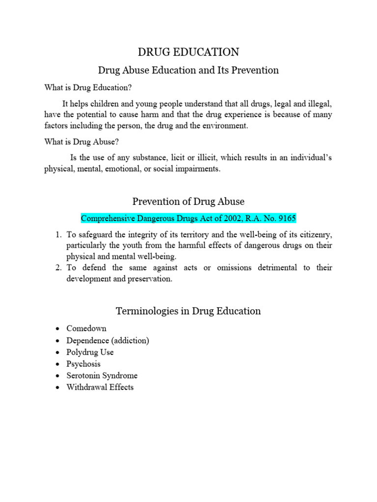 Drug Education | PDF