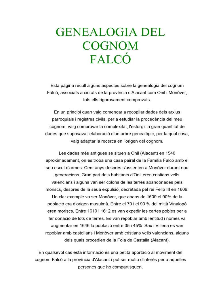 Genealogia Del Cognom | PDF